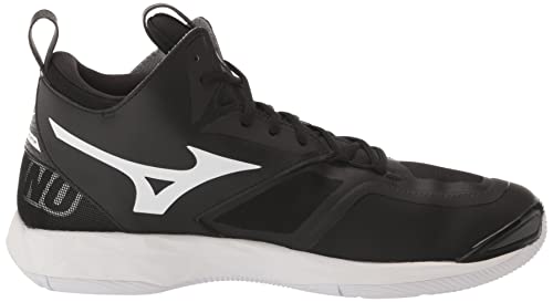 Mizuno unisex adult Wave Momentum 2 Mid Sneaker, Black/White, 12.5 Women Men US