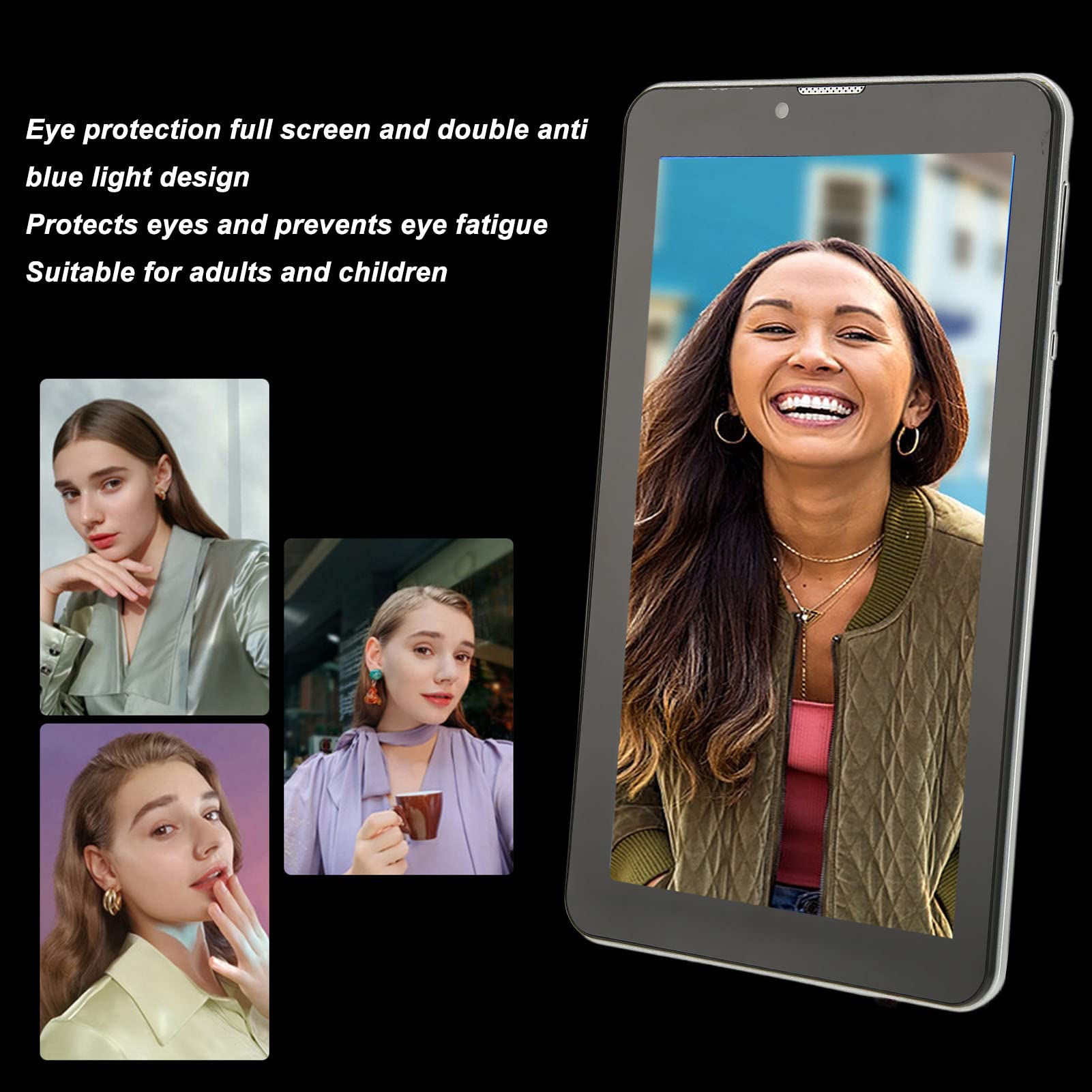 Tablet PC, 5MP Front 8MP Rear 7in Tablet for 10 US Plug 100‑240V 2.4G 5G Dual Band WiFi MT6592 8 Core CPU for Working (Black)