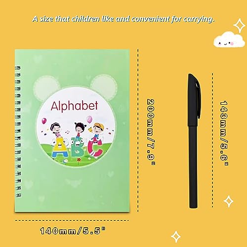 Reusable Grooved Handwriting Workbooks,Magic Copybook,Magic Writing Practice Copy Books, to Help Children Improve Their Handwriting Ink Practice Age 3-8 Calligraphy for Kids(5 Books with Pens)