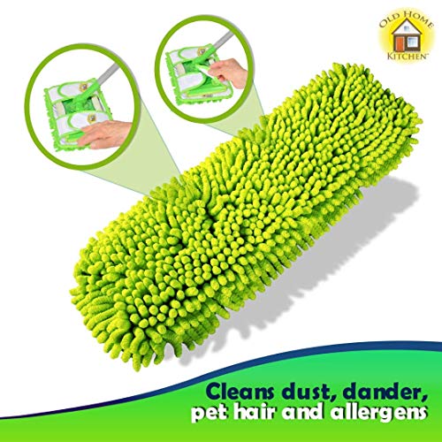 Reusable Chenille Mop Pads | Washable Pads for Standard Mop Heads | Swiffer Compatible Dry Mop for Dust, Pet Hair, and Light Spills | Washable Microfiber Mop Head Replacement - Set of 2