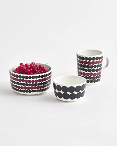 MARIMEKKO - Oiva Siirtolapuutarha Medium Bowl, Black/Maroon Räsymatto