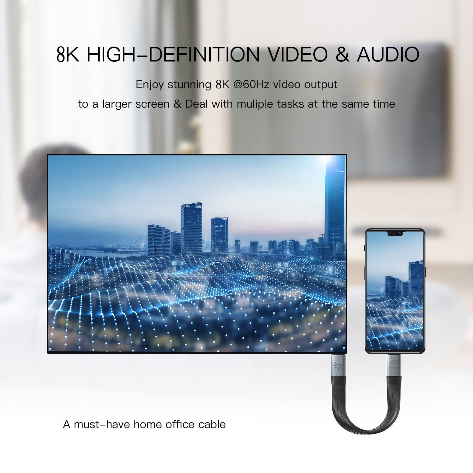Short USB4 Cable,5inch USB C to USB C Cable Ccompatible with Thunderbolt 4/3,100W(20V,5A) 40Gbps 8K@60HZ Video for iPhone 15/15 Pro/15 Pro Max,MacBook, Android Auto, External SSD and Type-C Devices