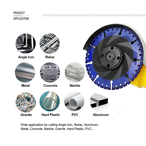 SHDIATOOL 4-1/2 Inch Metal Cutting Diamond Blade All Purpose Cut Off Wheel for Rebar Sheet Metal Angle Iron Stainless Steel(for 7/8” Arbor)