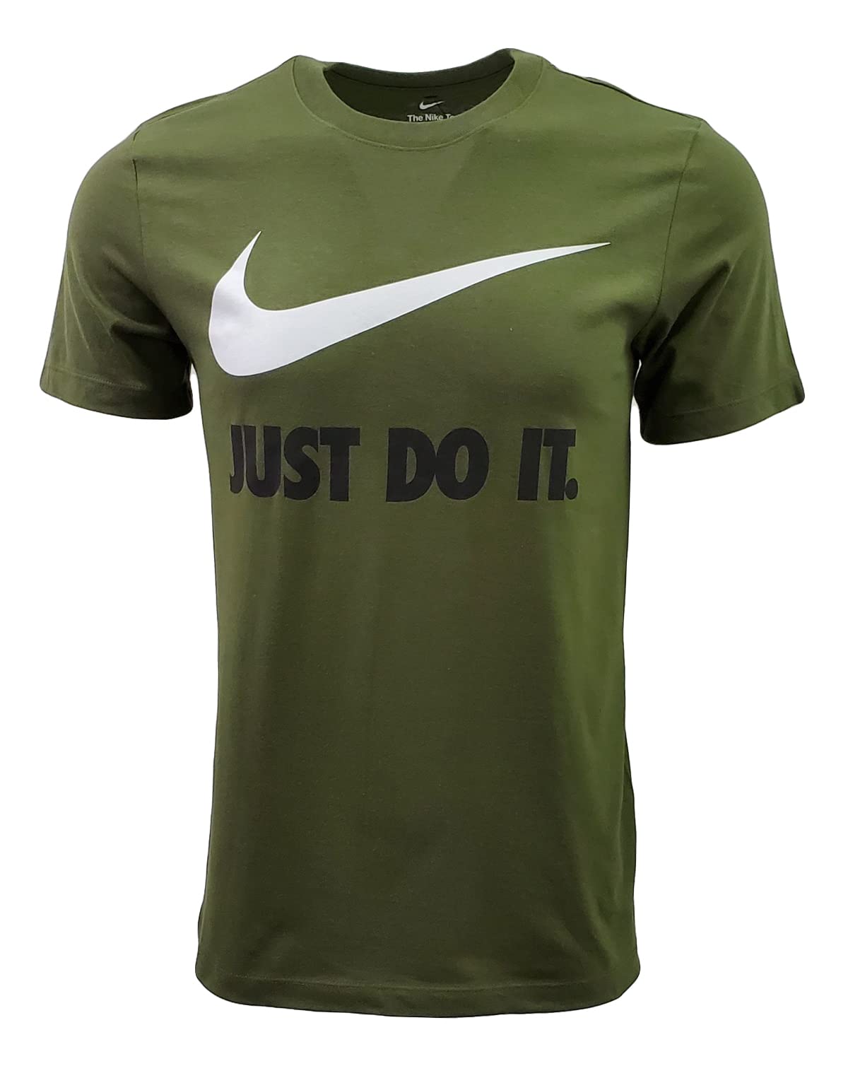 Nike Mens Sportswear Just Do It Swoosh Tee (Medium, Deep Green/White Swoosh/Black Text)