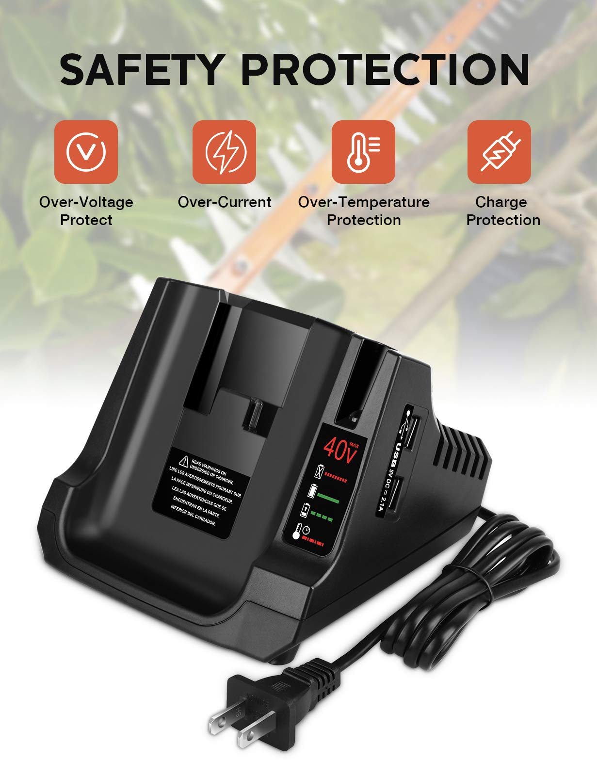 LUSAF 20V Lithium Ion Battery Charger Replacement for Black Decker Battery Charger Slide-in Style Battery