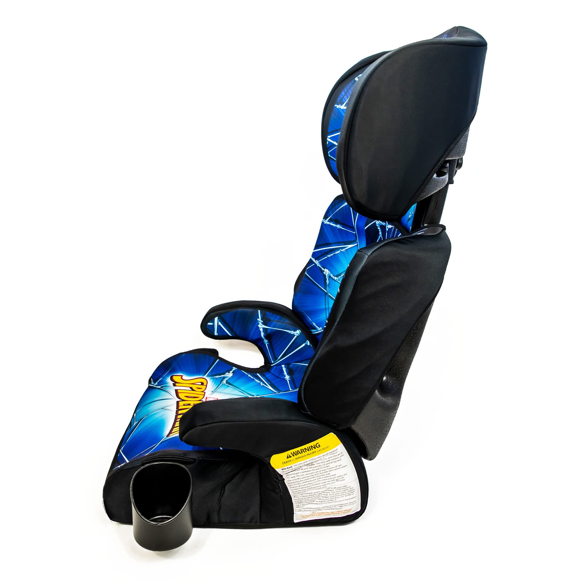 KidsEmbrace Marvel Spider Man High Back Toddler Car Seat Convertible to Backless Booster with Cup Holder and Adjustable Seat Belt, Blue