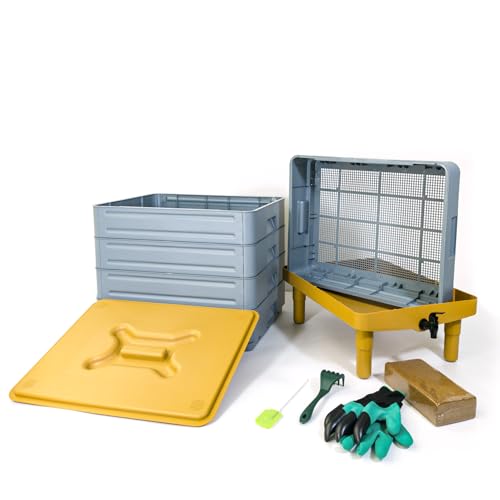 TOP XIAN 5-Tray Worm Composter,100L Worm Compost Bin for Vermicomposting Starter, Indoor & Outdoor Worm Farm Composting Bin, Worm Compost Bin for Recycling Food Waste