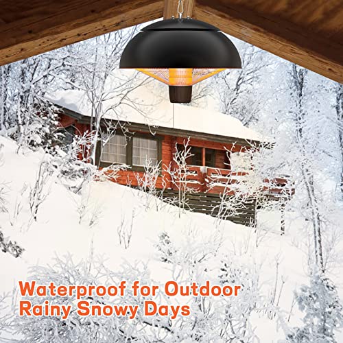 Patio Hanging Heater, Ceiling Mounted Heater, 1500W Outdoor/Indoor Waterproof Electric infrared Hanging Heater with 2 Modes Power (600W/1500W)
