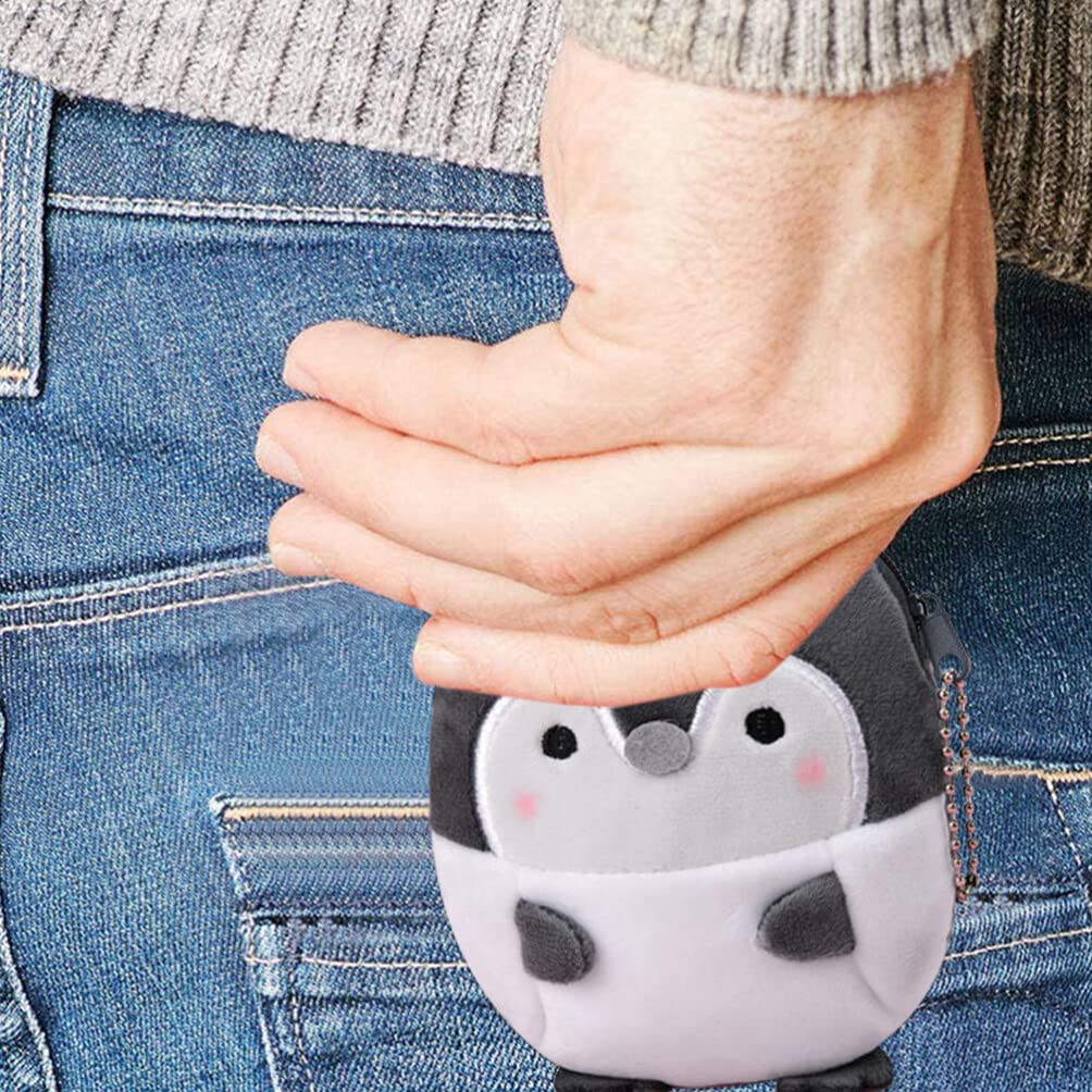 NUOBESTY Penguin Plush Coin Purses Penguin Cartoon Coin Bags Plush Penguin Animal Change Purses, 2 Pcs ( Grey )