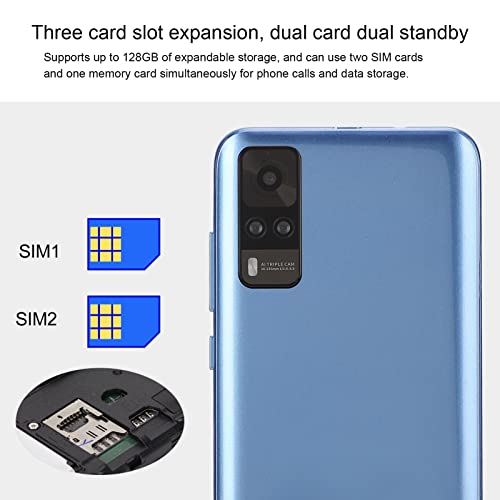 PUSOKEI 5 Inches HD Screen Smartphone, MTK6779 CPU/RAM 2GB ROM 32GB/WiFi BT FM, Face Recognition/2MP 5MP Camera/1080x2320 Resolution/Dual SIM 3G Mobile Phone for Android 6(Light Blue)