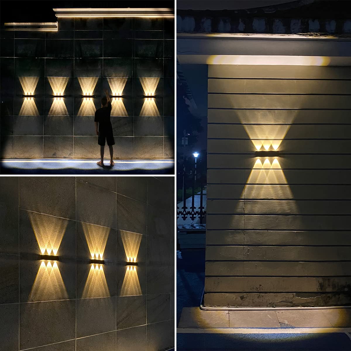 Mrzxy Solar Wall Lights Outdoor Aluminum Housing Waterproof Up and Down Wall Sconce Dusk to Dawn LED Outdoor Lighting for House Yard Deck Garage Front Porch