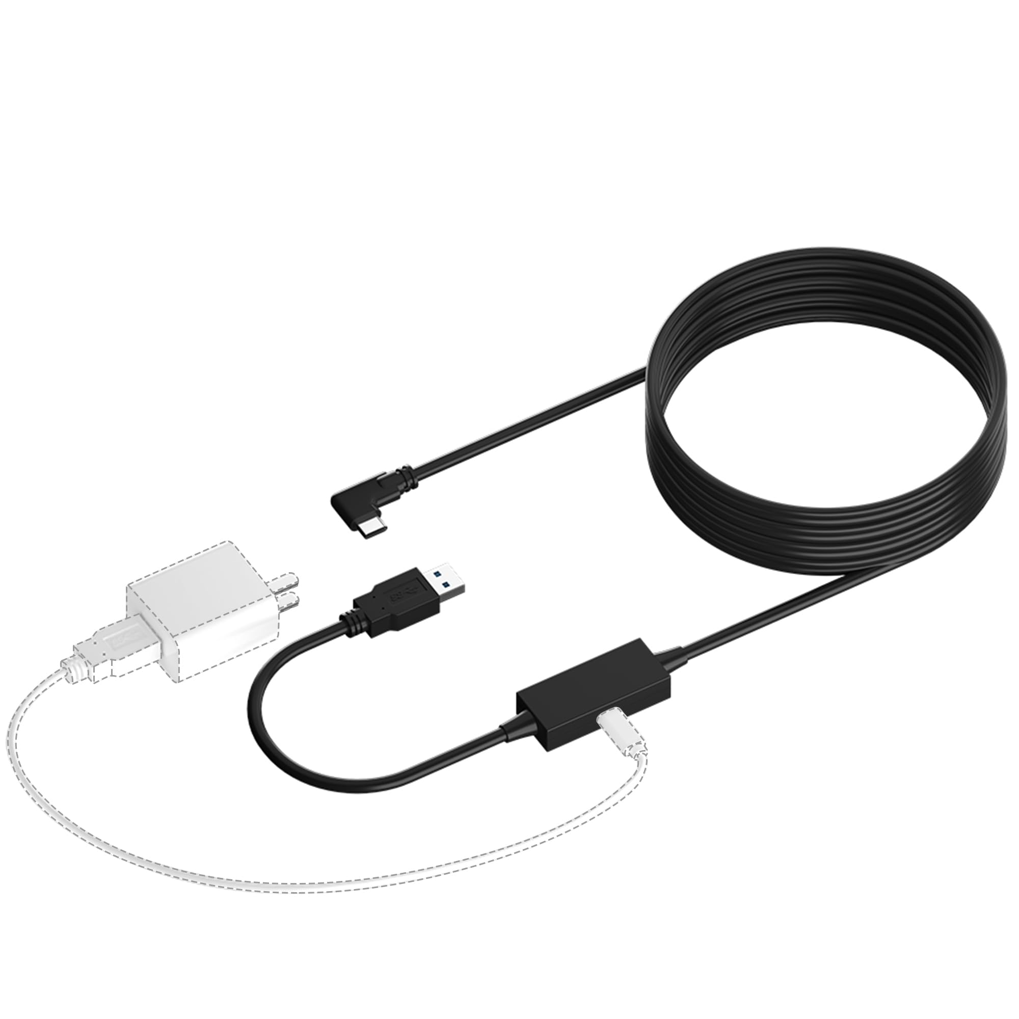 Orzero Link Cable with Individual Type C Charging Port for Quest 3, Quest 2, Quest, PICO 4, NEO 3, 16Ft USB 3.2 Gen 1 A to C Keep Charging to Extend Ultra Battery Life