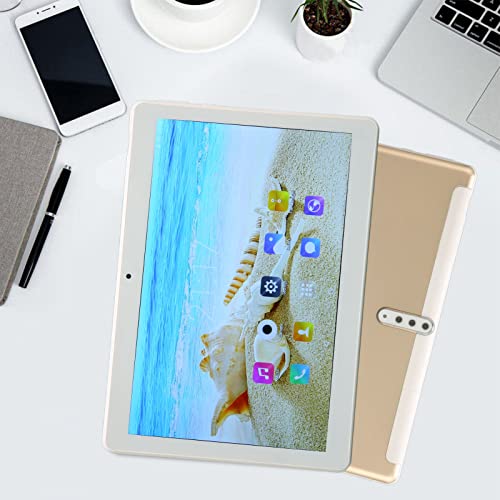 PUSOKEI Android 11 Tablet, 10.1in Calling Tablet, IPS HD Display, 10 Core 4GB RAM 64GB ROM,128GB Expand Smart Tablet with Dual Camera, 2.4G/5G WiFi, BT 5.0, 8000mAh (Gold)(Gold)