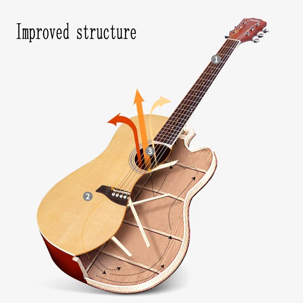 MUWIZ Guitar Kit, String Instrument Electronic Guitar Acoustic Guitar Beginner Classical Toy Student Practice Adjustable Copper String Wonderful Sound (Color : Pink, Size : Long-95cm)