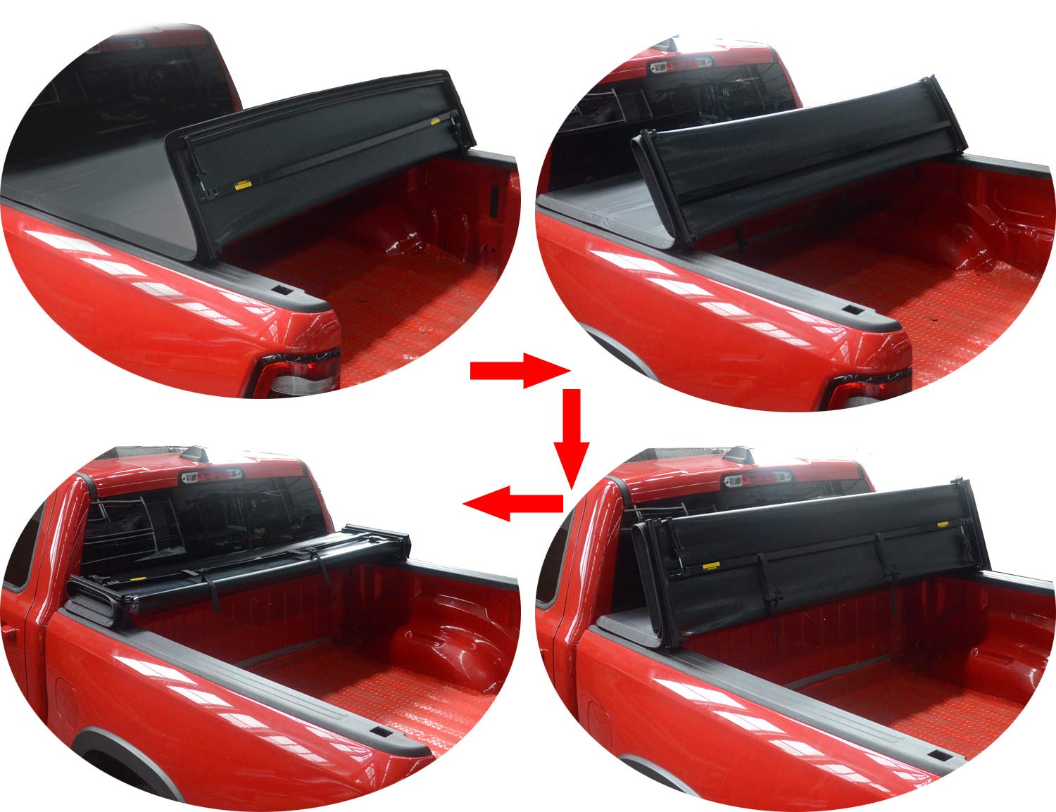 KSCPRO Quad Fold Tonneau Cover Soft Four Fold Truck Bed Covers for 2009-2014 Ford F-150 F150 with 6.5 ft Bed, Styleside