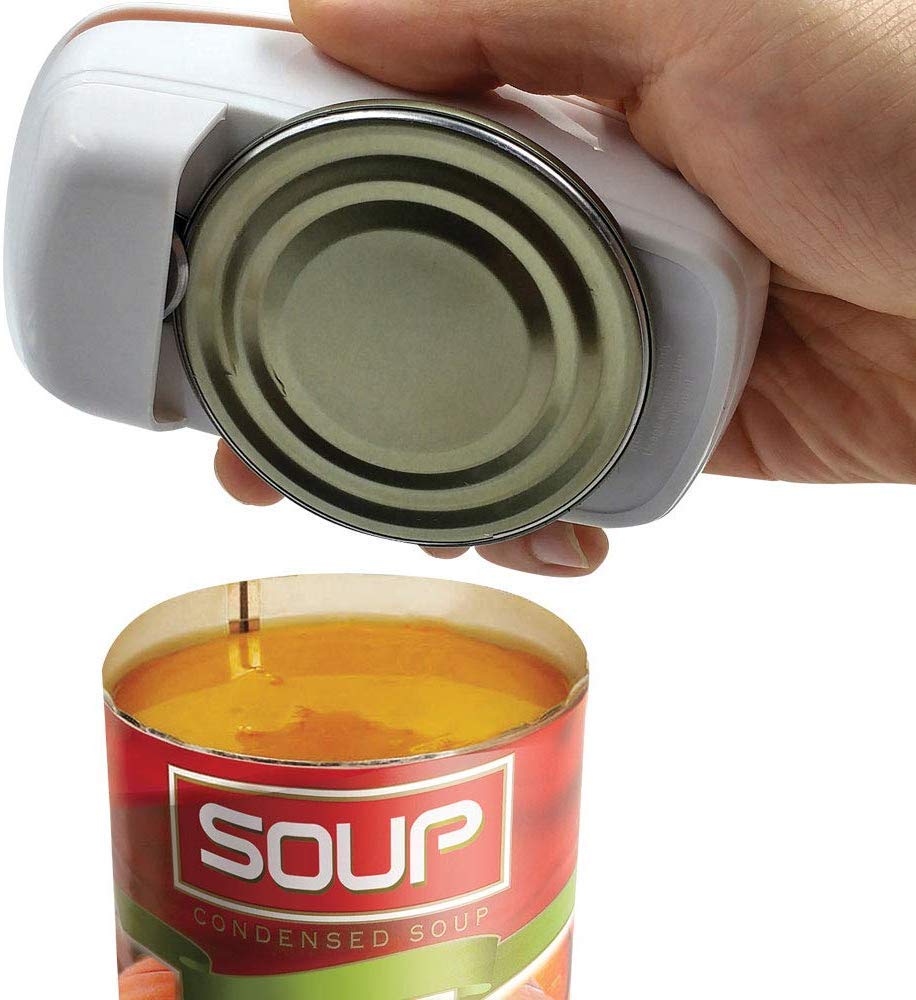 One-Touch Electric Can Opener, Handheld Easy Grip Press Start and Stop Automatic Operation, Lightweight, Twist-free, Arthritis Relief