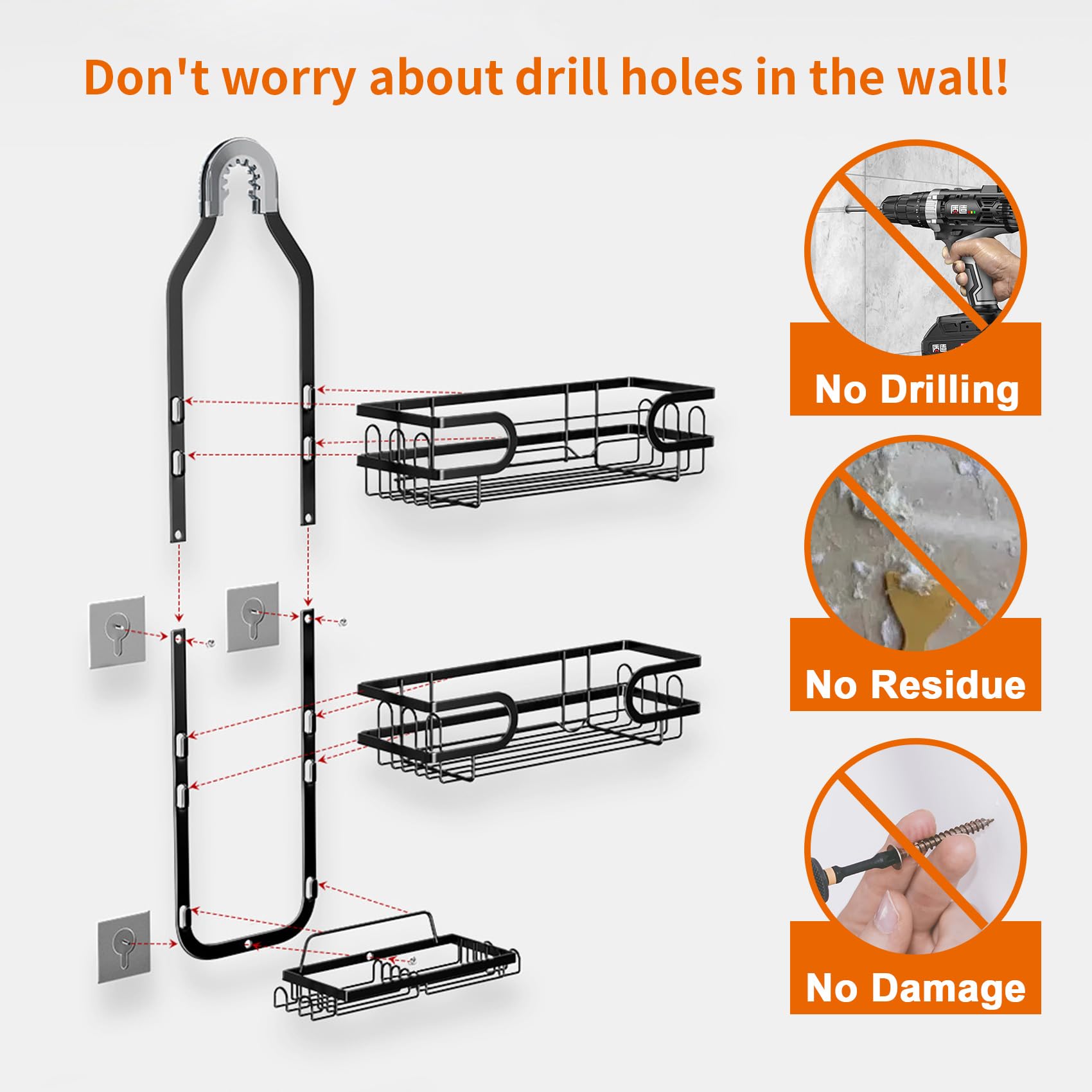 XAZSKJYXGS shower caddy hanging with 16 Hooks, 3-Tier shower organizer hanging with Soap Holders, Removable shower organizer hanging, No Drilling shower caddy hanging shower head