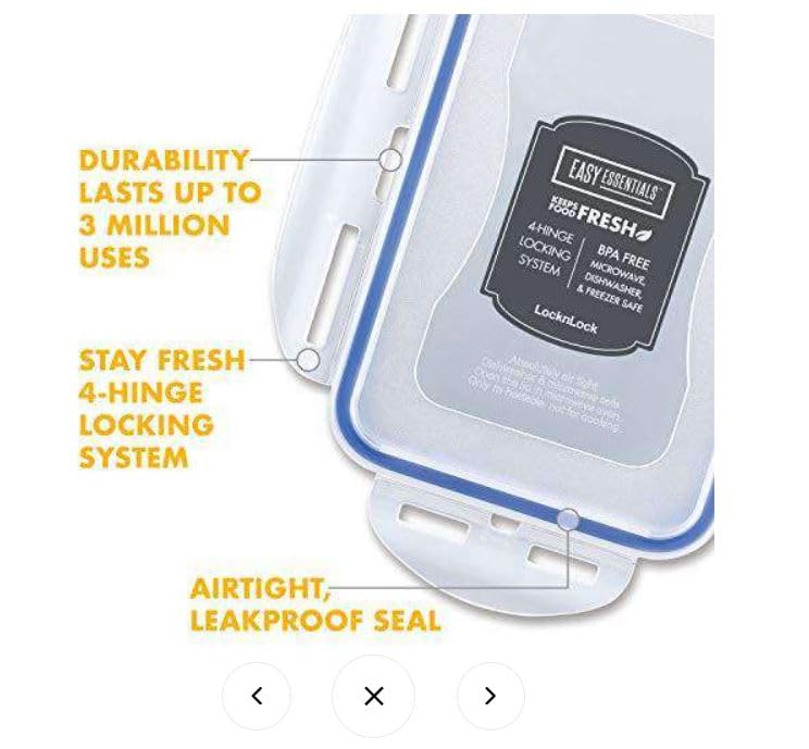 LOCK & LOCK Easy Essentials Food Lids (Flip-top) / Pantry Storage Containers, BPA Free, Top-10 Cup-for Snacks, Clear