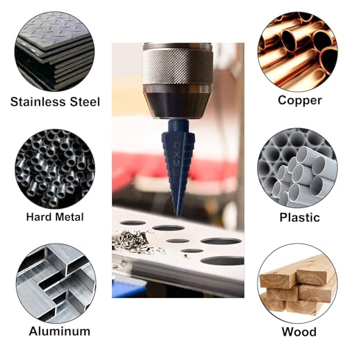 OXMUL Step Drill Bits for Metal, 1/8 to 1/2, Cobalt Bit, Heavy Duty for Stainless Steel,Metal, Aluminum, Wood, Copper, Wood, 13-Steps. #202