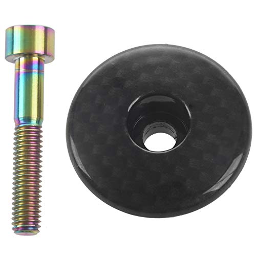 OWLEEN 1-1/8 inch Carbon Fiber Cycling Headset Titanium Bolt Road Mountain Bike Headset Cap +M6X35 Titanium Bolt