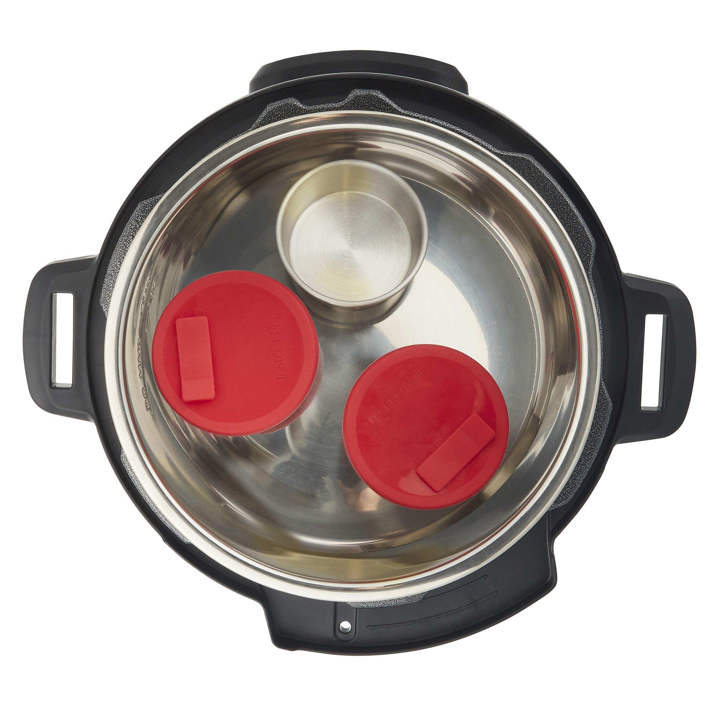 Instant Pot, Set of 3 Official Stainless Steel Baking Cups with Silicone Lids, Red