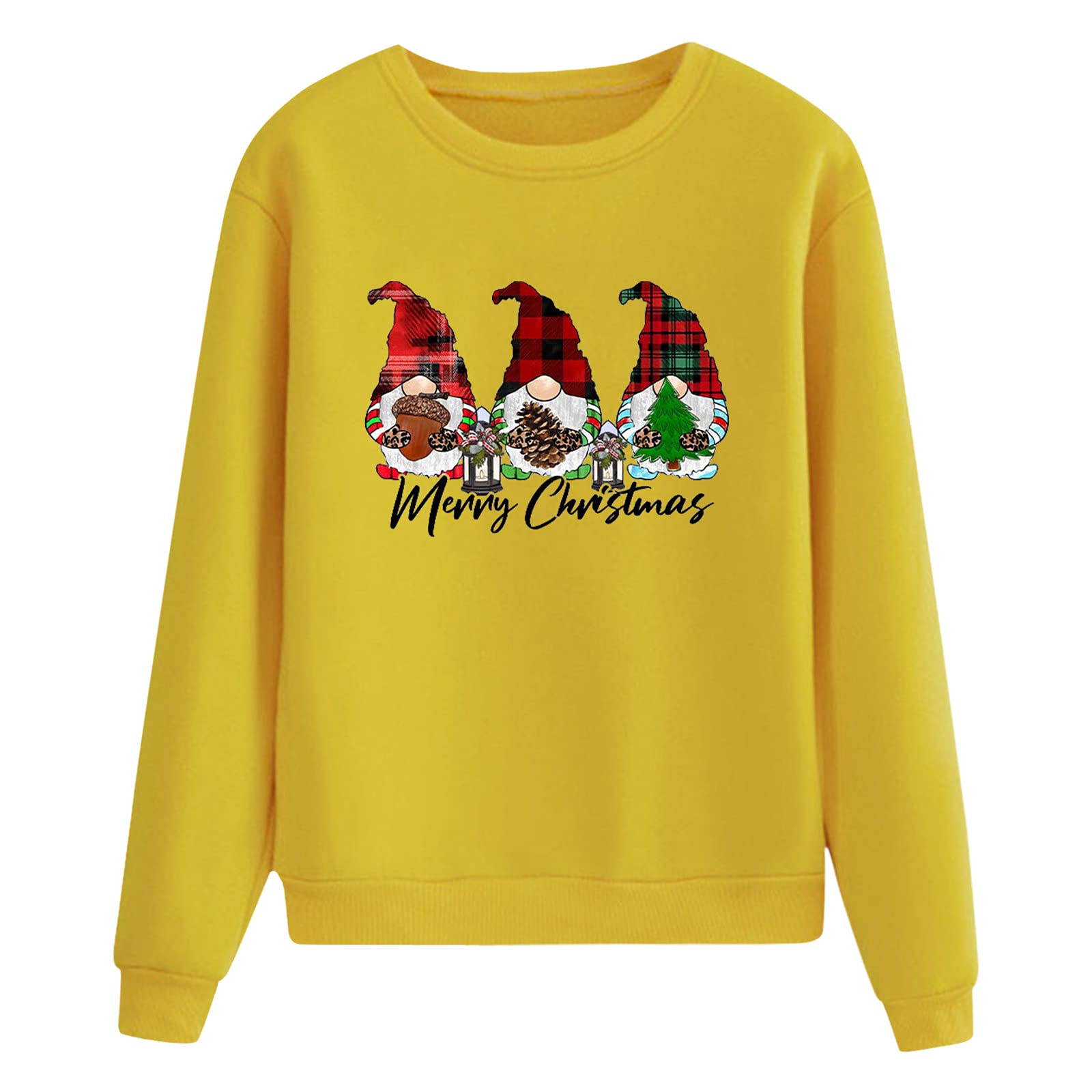 Sweatshirt For Women Graphic Round Neck Pullover Shirts Long Sleeve Sweatshirts Drop Shoulder Pullover Teen Clothes Yellow