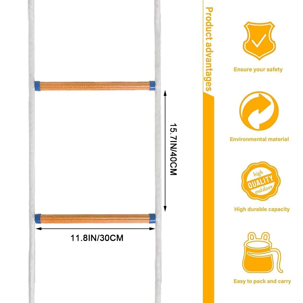 RIEJIN Fire Escape Ladder for Home Fire Emergency Ladders Safety Survival Ladders Rope Ladder Emergency Fire Must Haves House, Fast to Deploy Sturdy(147FT/45M)