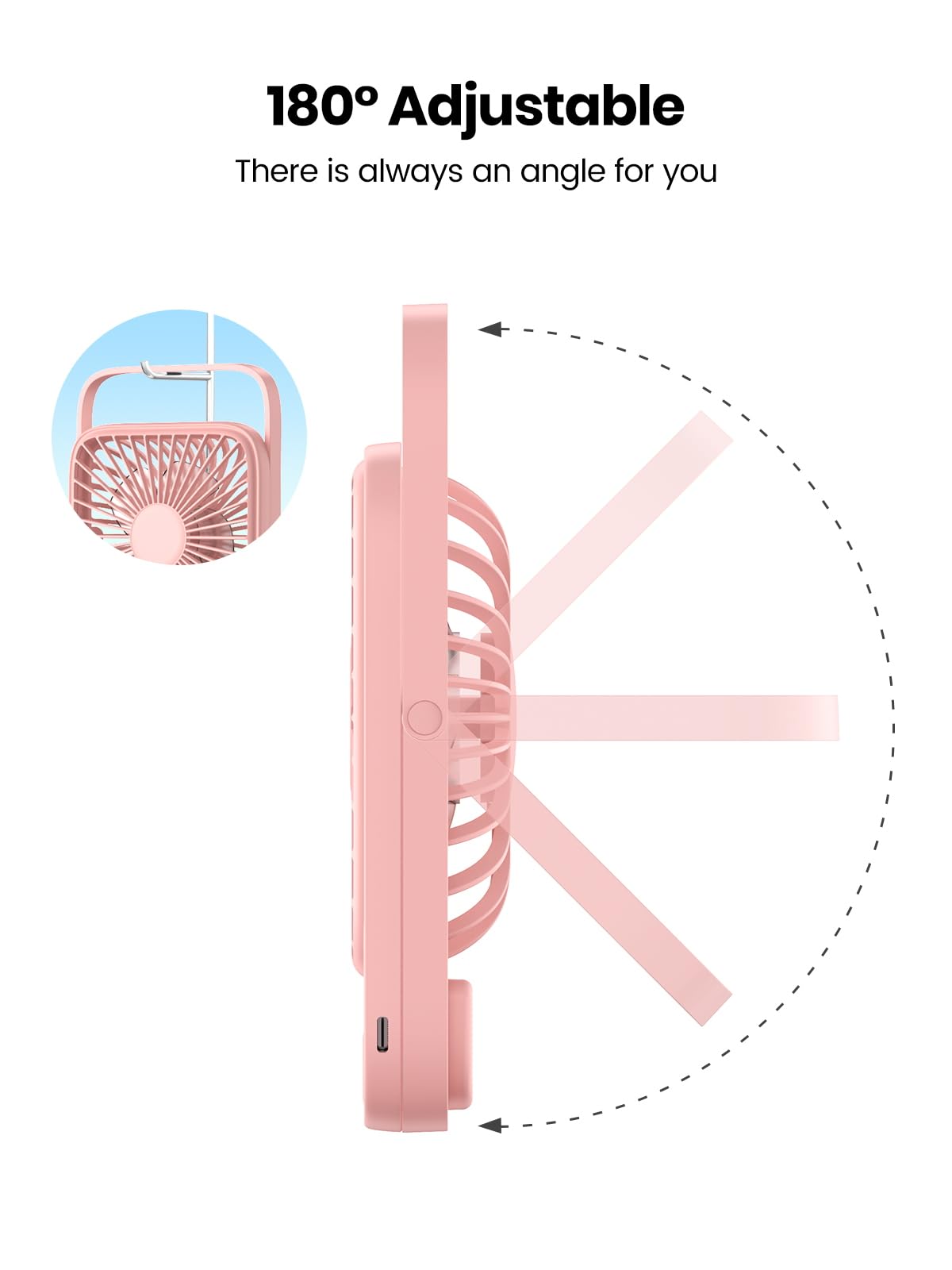 TOPK 2 Pack 5000mAh Portable Desk Fan, Ultra-thin Strong Wind Digital Display 4 Speeds Adjustable Small Silent Battery Powered Personal Fan for Bedroom, Office, Travel, Library, Outdoor