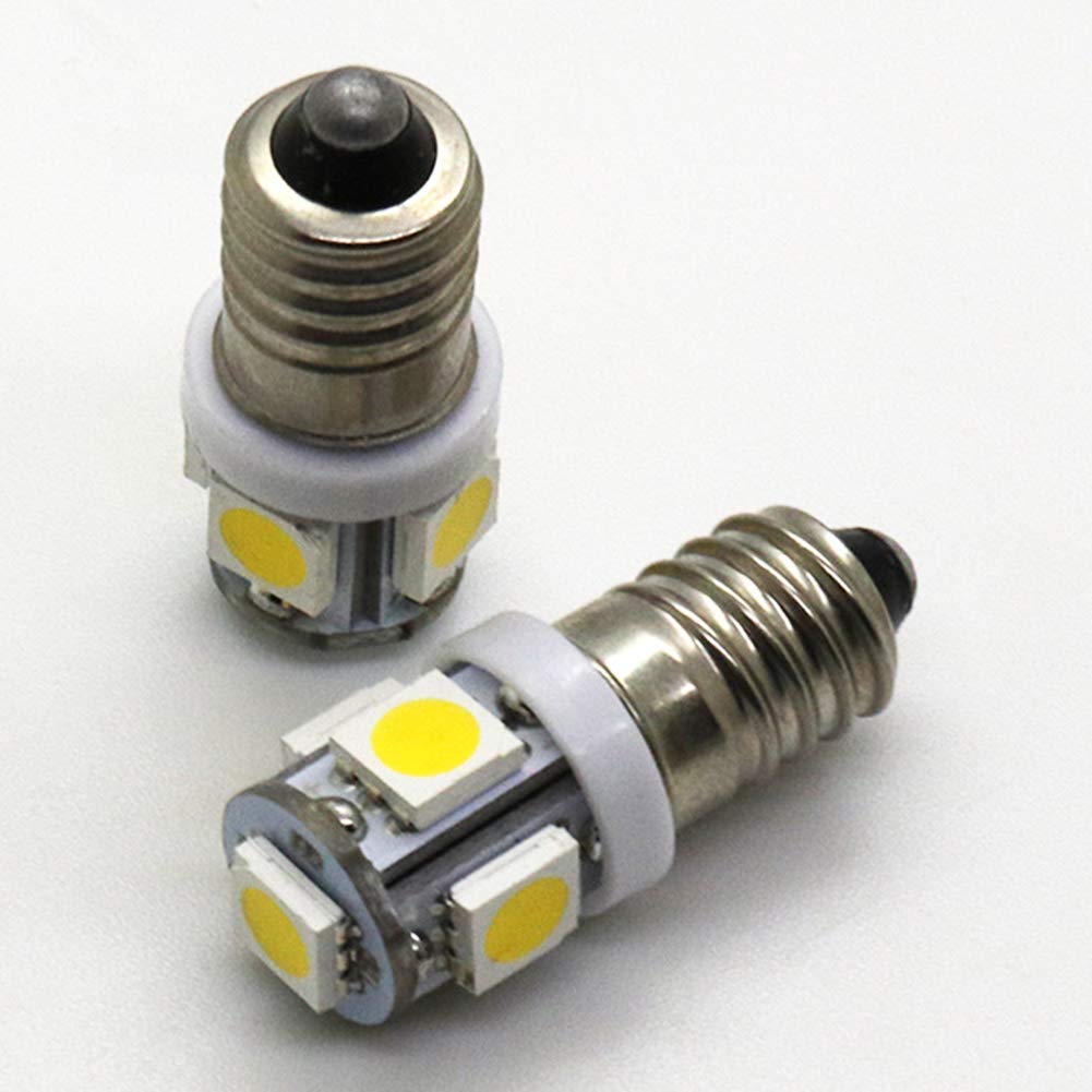 GutReise 10pcs E10 6V Warm White LED Bulbs Light Lamps 5SMD 0.5W 50LM (Warm White, 6V)