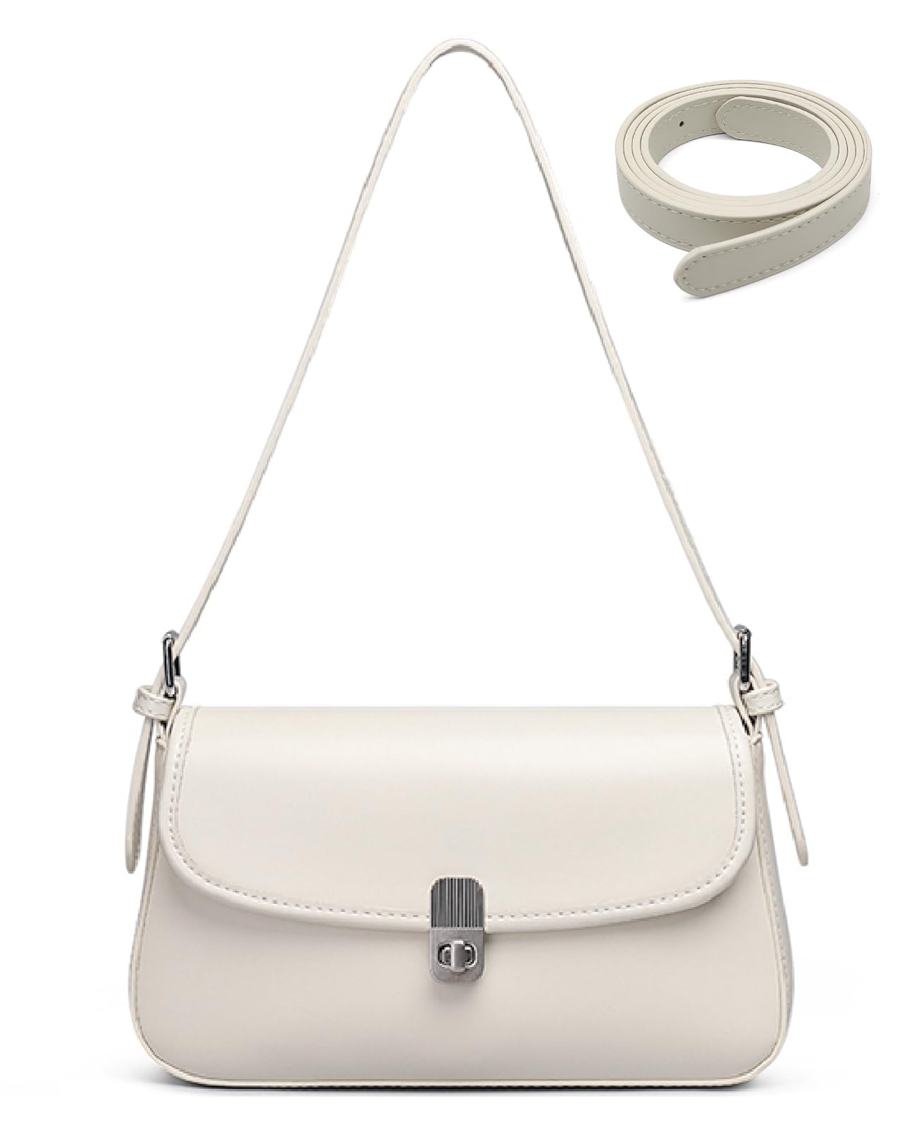 PS PETITE SIMONE White Purses for Women Leather Small White Shoulder Bag Y2K Mini Purse Brianna Crossbody Handbags