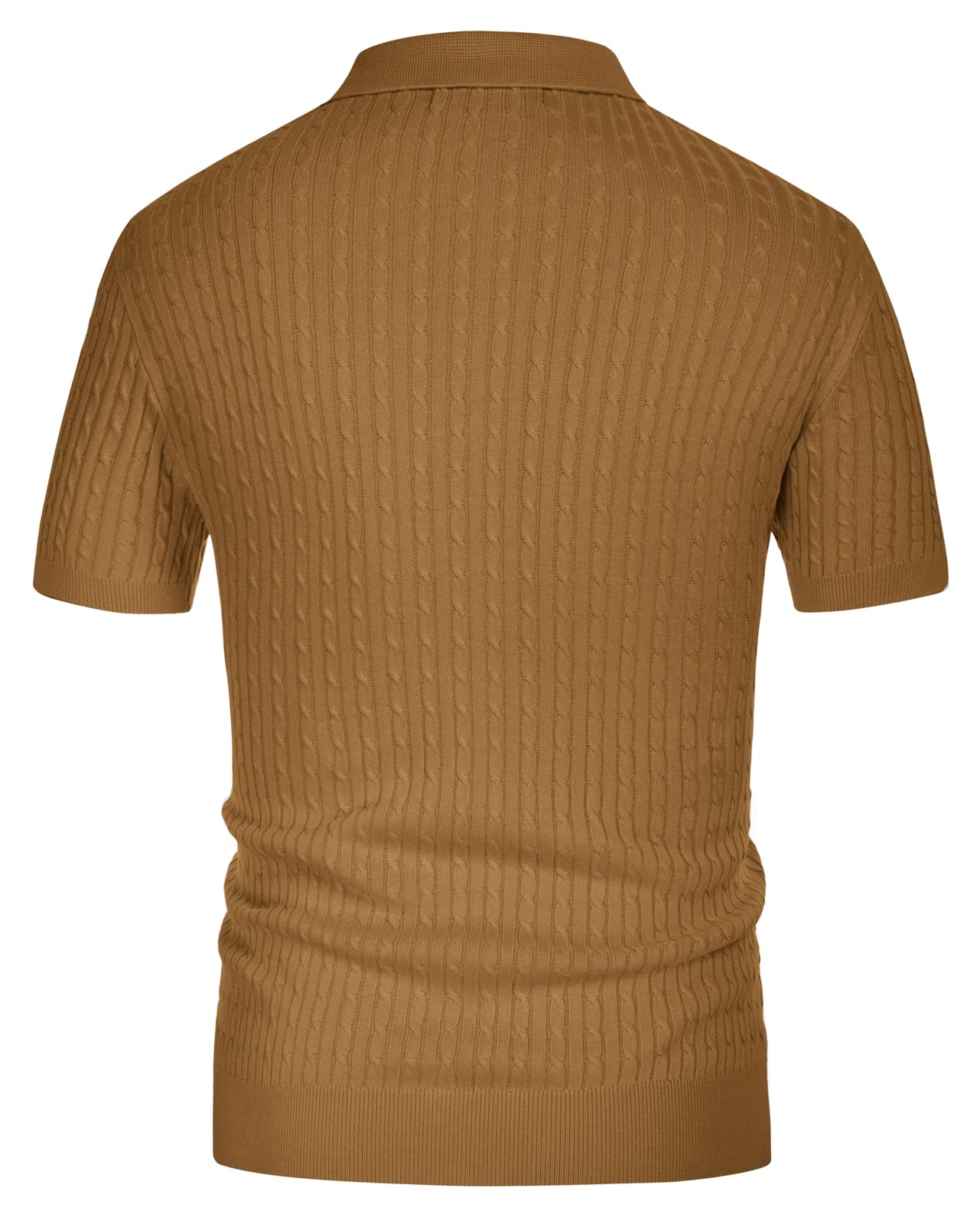 PJ PAUL JONES Mens Cable Knitted Polo Shirts Knitting Lightweight Golf Tee Shirt for Summer Black