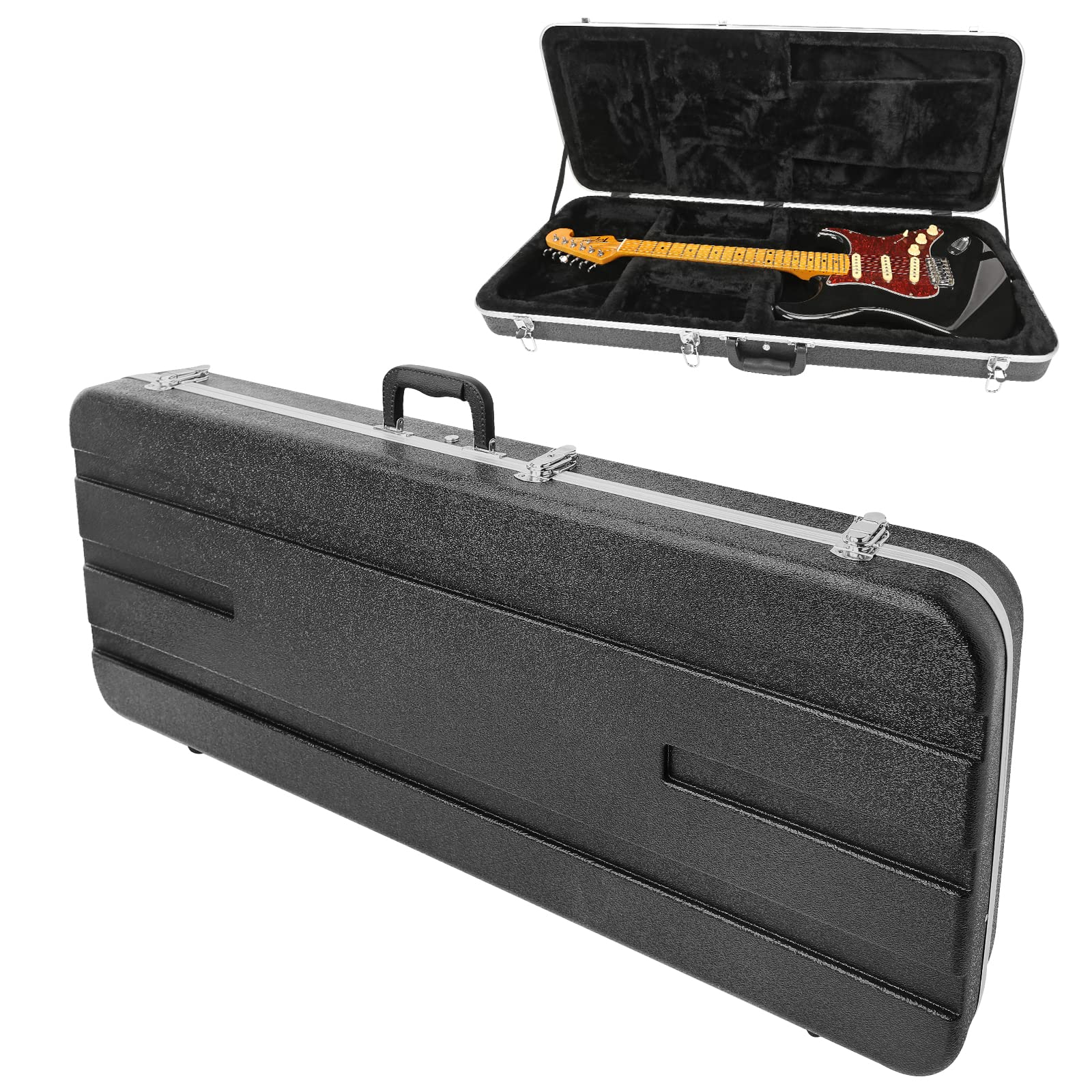 MUZNOTE Electric Guitar Case ABS Electric Guitar Hard Case Gig Bag 1.1 Inch Foam Plush Interior Thick Padding for Electric Guitars, Waterproof Black
