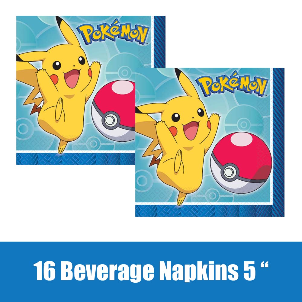 Pokemon Party Supplies with Tableware, Favors and Decoration (Scene Setter Pack with Birthday Banner and Tableware)