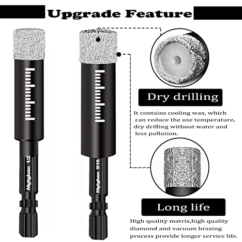 Mgtgbao 10pc 3/16” Dry Diamond Drill Bits Set,10PCS 5mm Hex Shank Core Drill Bit Brazed with Cooling Wax for Porcelain Tile Ceramic Concrete Granite Marble Hard Materials (not for Wood).