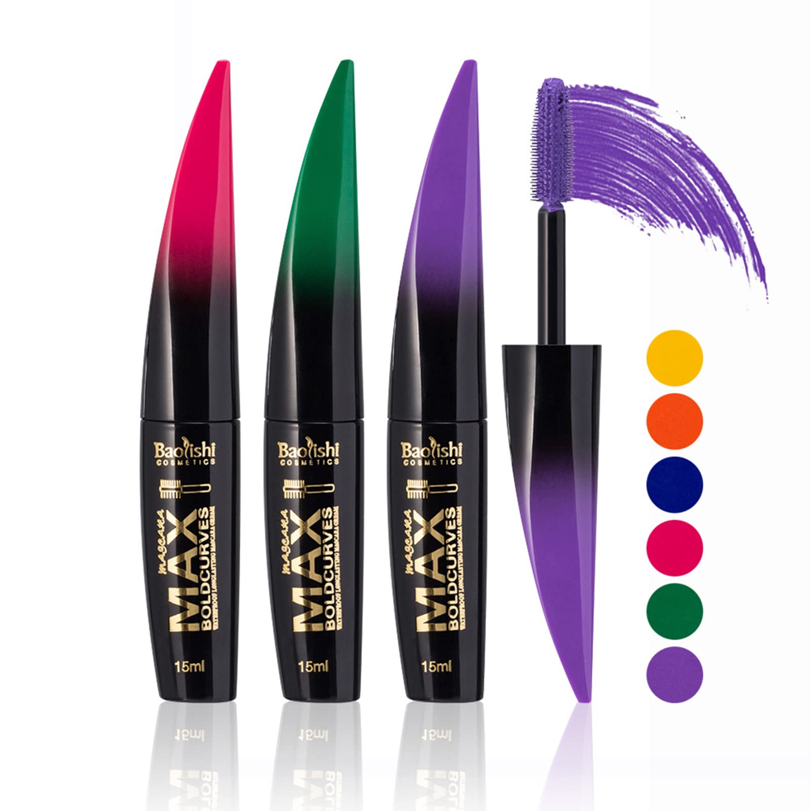 Long Lasting Smudge-Proof Lash Sensational Mascara, FantasyDay 6 Pcs 0.5 Fl Oz Washable Volumizing Lengthening Defining Curling Eyelash Makeup Set - Lift Separates Eye Lashes False Lash Effect Mascara