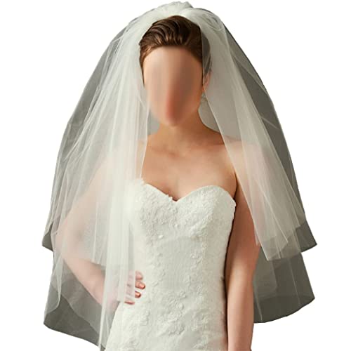 MXIAOXIA Wedding Veil Simple Tulle Two Layers Bridal Bride Accessories 75cm Short Women Veils with Comb