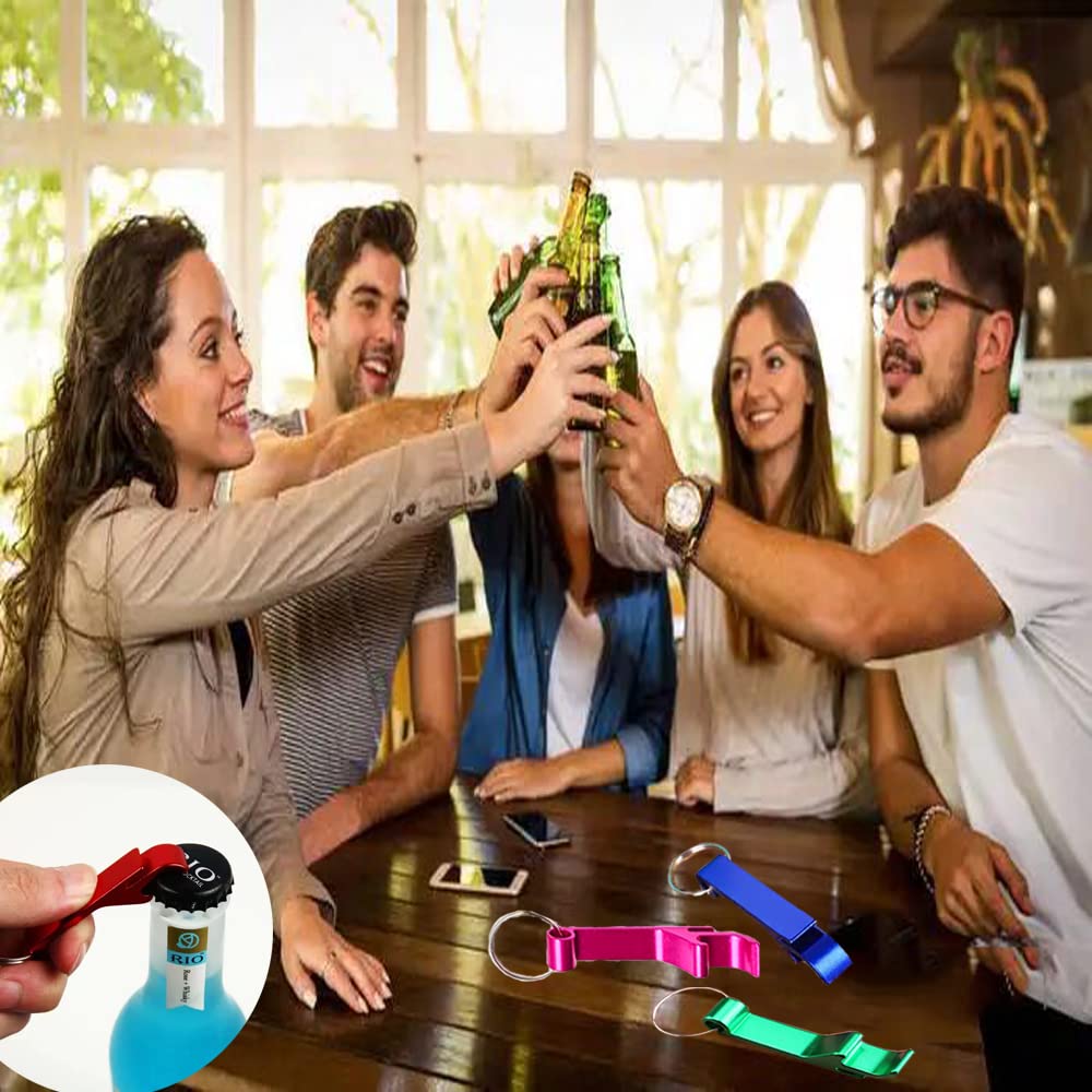 MTOMDY 200 Pieces Colored Aluminum Bottle Opener,Soda Beverage Beer Bottle Opener Keychain,Bottle Openers Aluminum Beer Bottle Opener Claw Beverage Keychain Ring for Kitchen/Wedding/Bar/Party