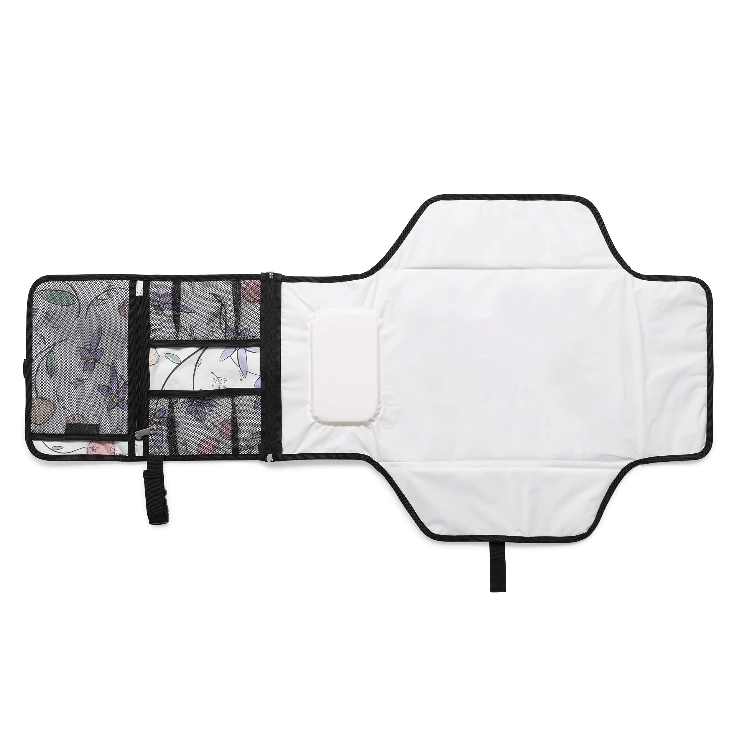 JumpOff Jo β Portable Changing Pad / Diaper Bag with Padded Changing Station, Easy Travel Changing Pad, Includes Handy Storage Pockets for Baby Necessities β Fairy Blossom