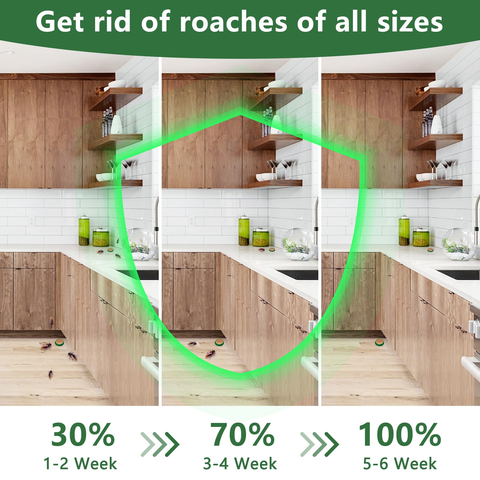 PZQZMAR Roach Killer Indoor Infestation, Roach Bait Station for Small & Large Roaches, Roach Repellent Indoor/Outdoor, Cockroach Killing Traps, Strongly and Effectively Roach Control -12P