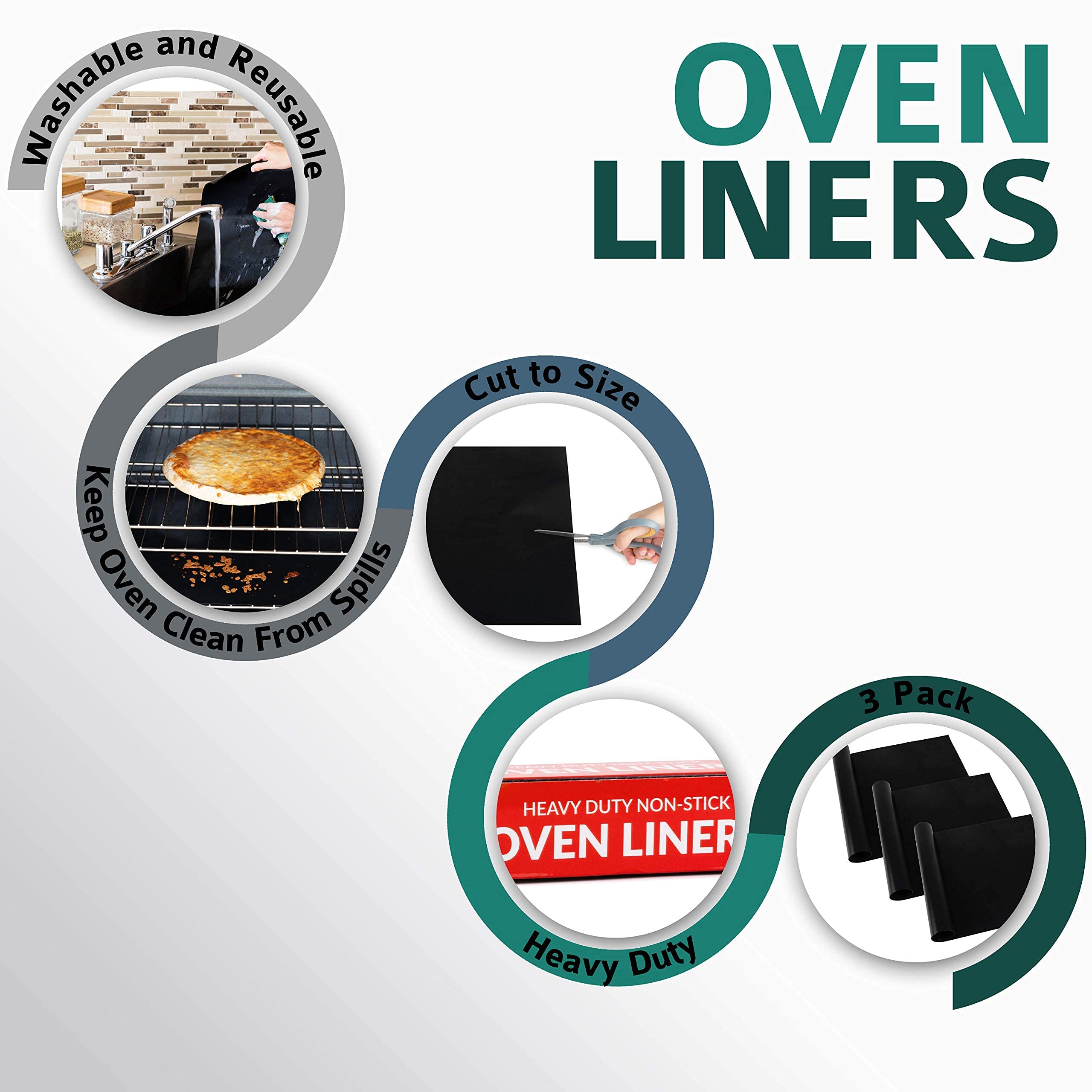 Party Bargains Non-Stick Oven Liners - (3 Pack) 19.5" x 15.7" Heavy-Duty Gas Stove, Microwave, Toaster and Electric Oven Protectors, BPA & PFOA Free