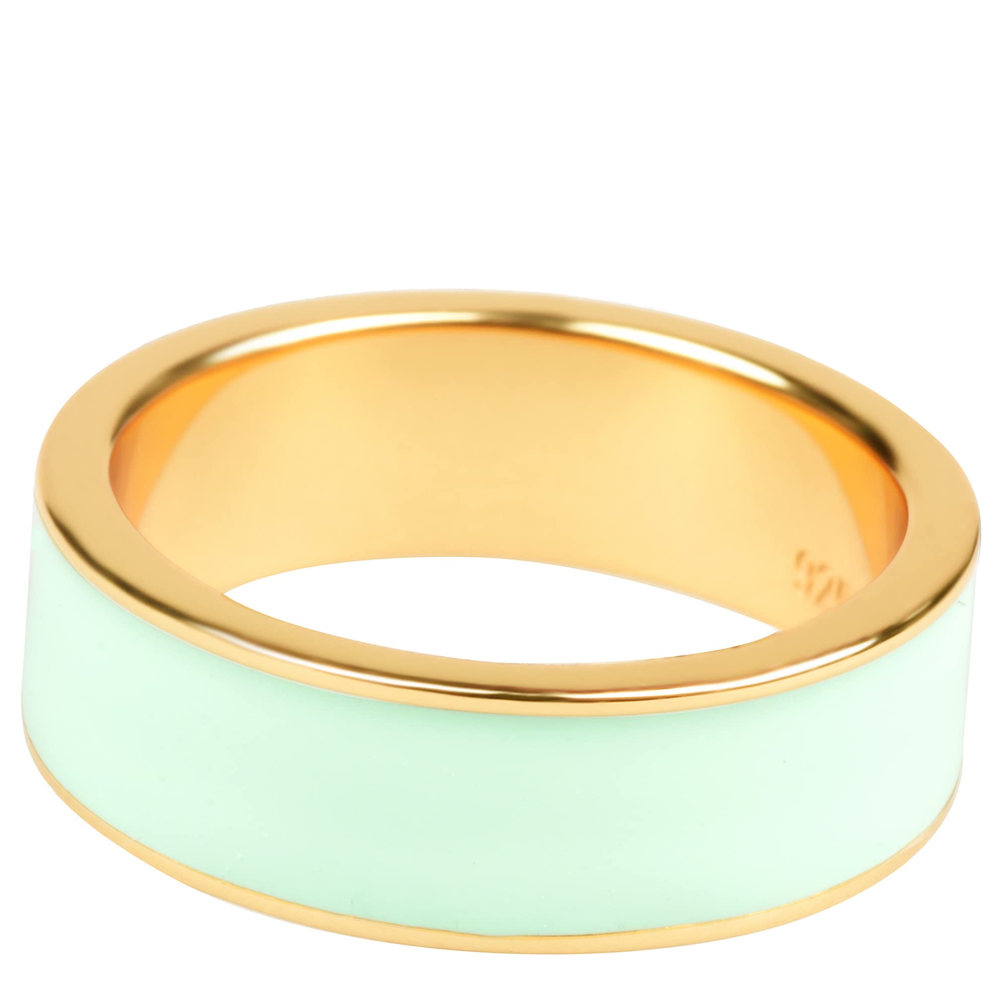 JULIETTE COLLECTION Gold Plated Sterling Silver Mint Green Enamel Thick Band Ring for Women - Size 7