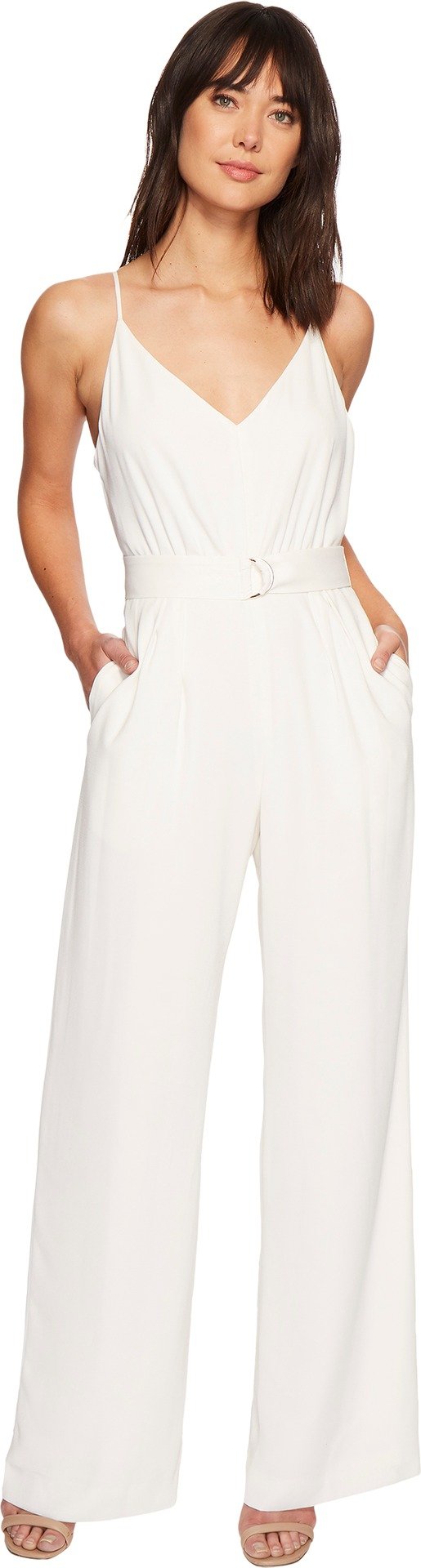 Jill Jill Stuart Women's Spaghetti Strap Jumpsuit with Pockets, Alabaster, 12