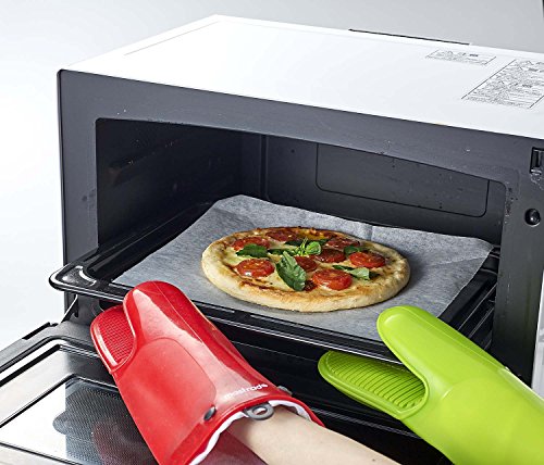 Mastrad Red Oven Mitt Gloves, Heat Resistant, Dishwasher Safe, Waterproof, Non-Slip with Cotton Linings, Baking - F82315