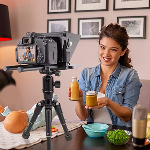 ILOKNZI Portable Mini Smartphone Teleprompter for Laptap and Camera with Remote, Free app, Online Zoom Meeting Making Short Videos with Bag