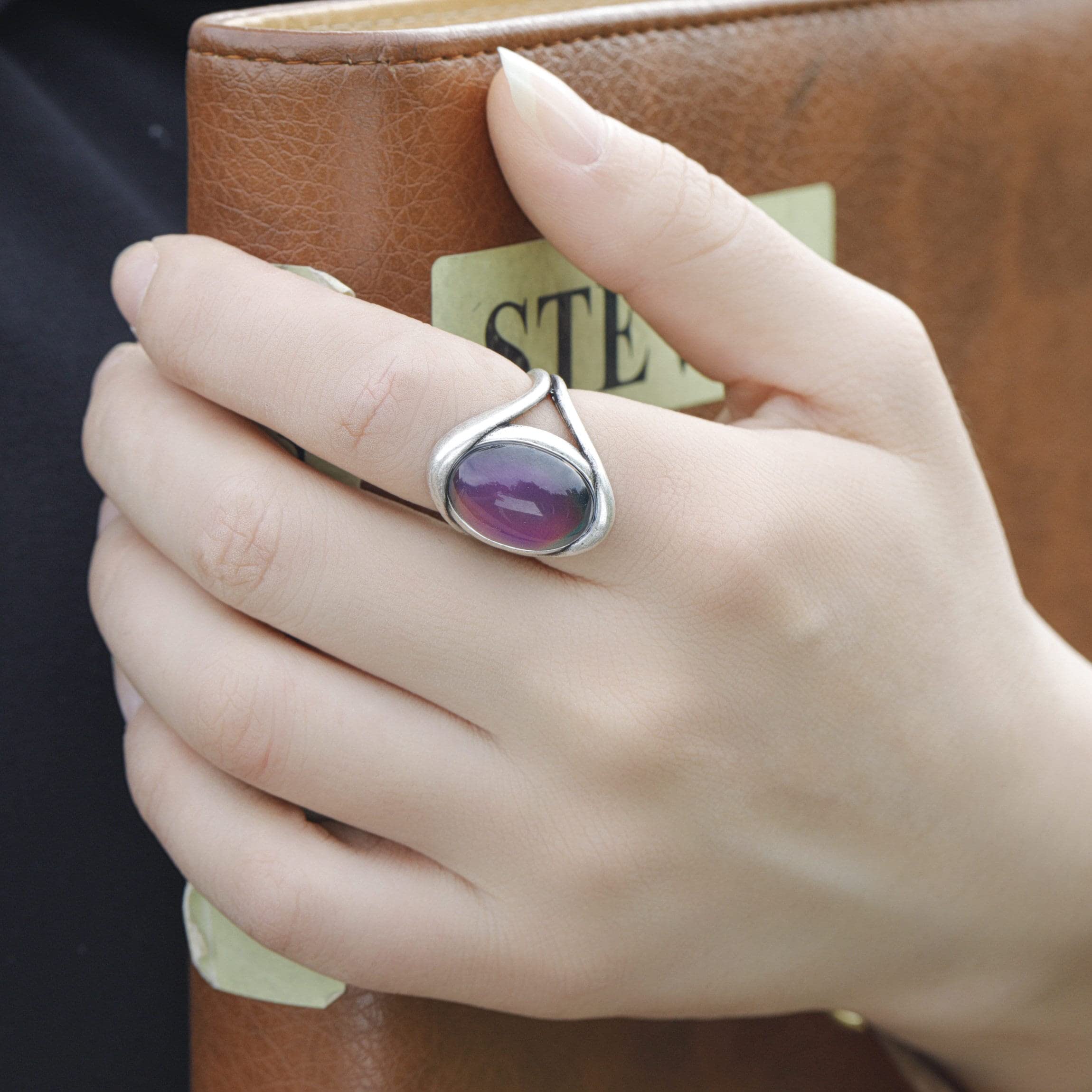 MY MOJOYAS Handmade Antique Sterling Silver Plated Mood Ring with Color-Changing Oval Stone (MJ-RSN022) (9)