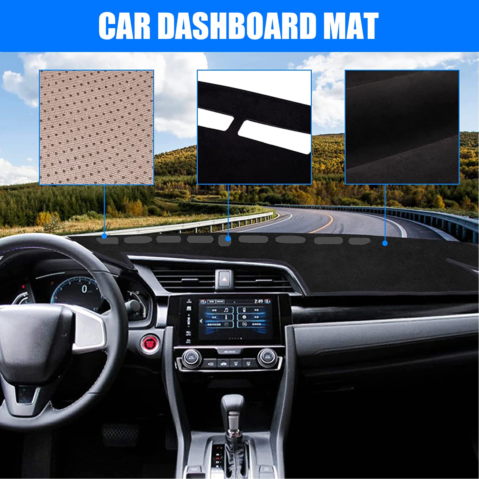 Kucalsfre Dashboard Cover Mat for Nissan Rogue 2021 2022 2023 Upgraded SuedeDashboard Mat Carpet Smoothly Nonslip Protector Sunshield No Glare Dash Cover for Car Interior (Black)
