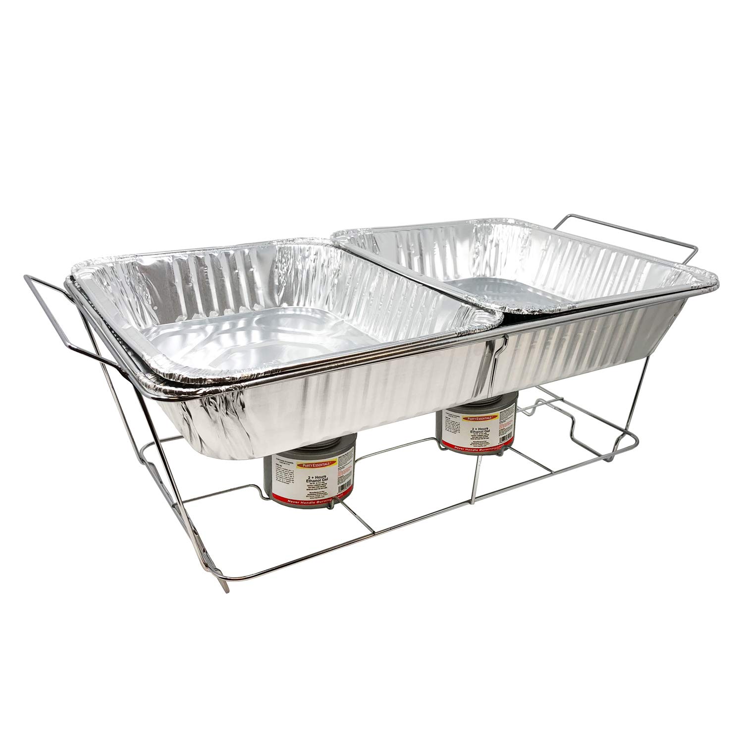 Party Essentials Deluxe Full Size Heavy Duty Chafing Rack, Wire Buffet Rack Stand, Serving Trays Frame Food Warmer, Chrome (Case of 12)
