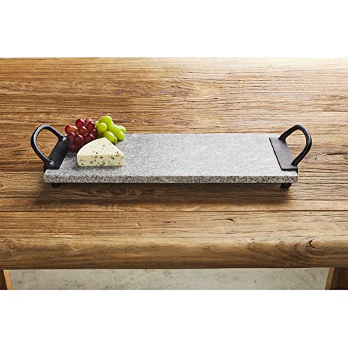 Mud Pie Granite Board with Iron Handles, Gray, 8" x 24"