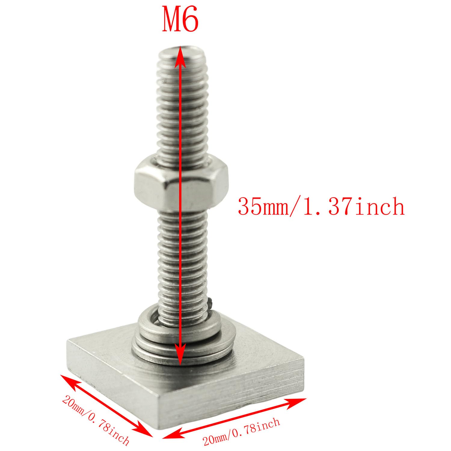 TAODAN 6 Sets 304 Stainless Steel Square Head Bolt Sets M8 T Track Bolt Adapters for Solar Panels Roof Rack Crossbars Platforms Cargo Baskets Fixed Bikes