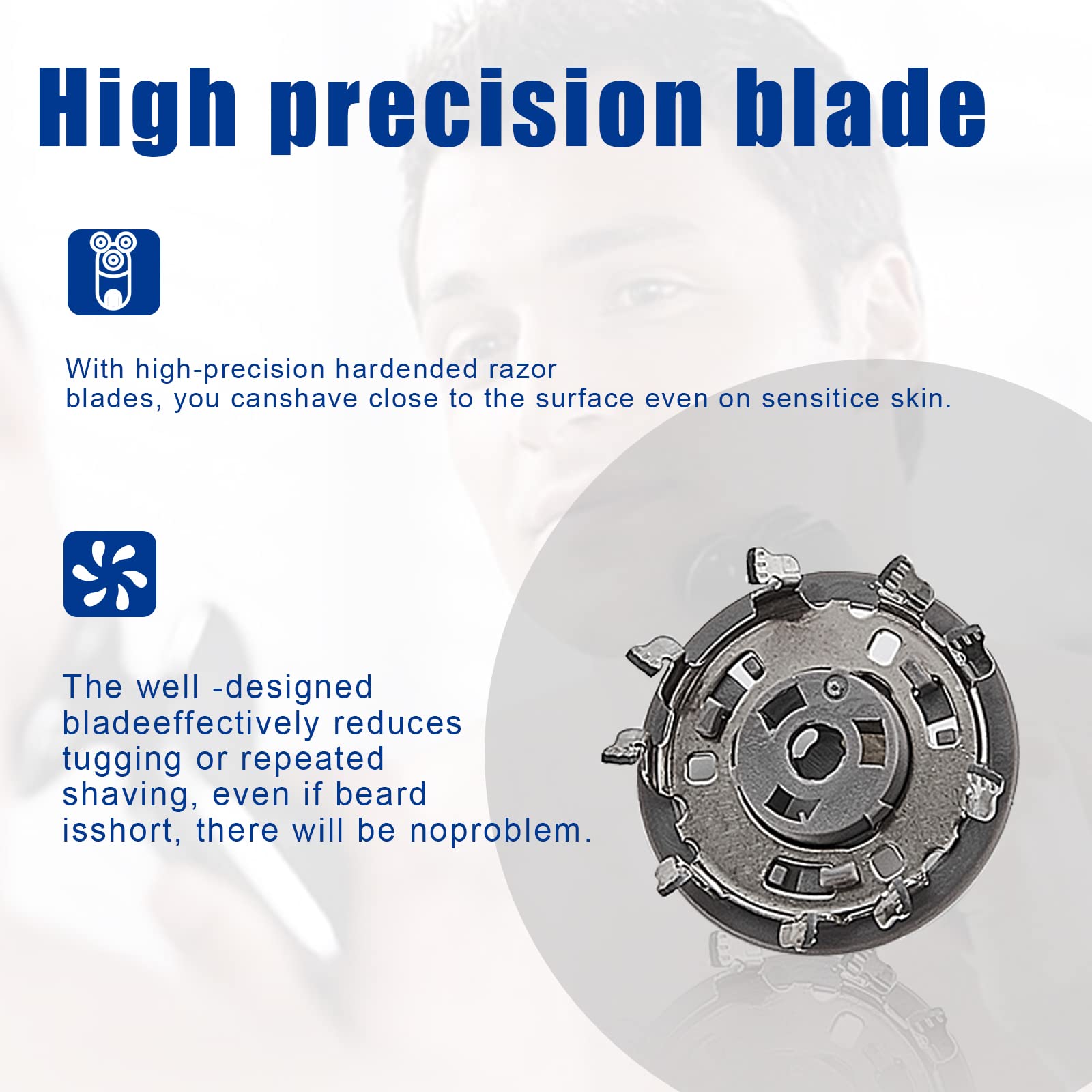 SH30 Replacement Heads Compatible with S738 with Durable Sharp Blade Compatible with Philips Norelco Electric Shaver Series 1000 2000, 3000，With durable razor blades.(Silver 6 Pack)